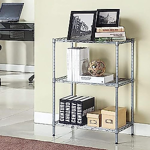 ANNECOSK 3-Tier Storage Shelves Adjustable, Metal Shelves for Storage Shelving Unit Wire Shelving Display Shelf for Kitchen Pantry 23" D x 13" W x 31.5" H-Silver