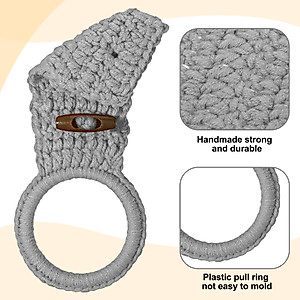 Hoolerry 8 Pcs Hanging Kitchen Towels Ring Crochet Hanging Dish Towel Holder with Loop Button for House Oven Stove Door, 8 Colors(Vivid Colors,Round)