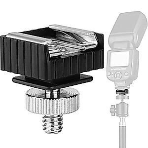 Flash Hot Shoe Mount Adapter to 1/4 Thread Hole with 1/4"-20 Male to 1/4"-20 Male Tripod Screw Adapter for Flash Holder Bracket Light Stands Umbrella Holder Flash Bracket,Strong and Solid (Update)