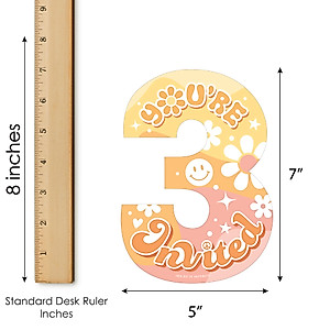 Big Dot of Happiness Young, Wild and Three - Shaped Fill-In Invitations - Boho Hippie Third Birthday Party Invitation Cards with Envelopes - Set of 12