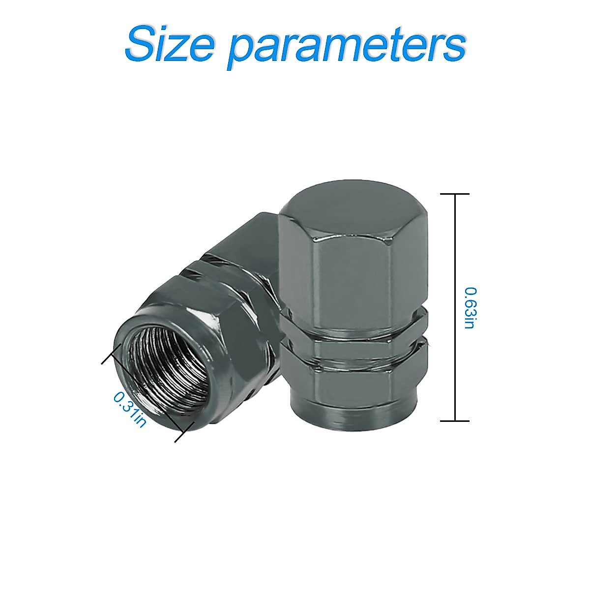 4PCS Moly Magnolia Tire Stem Valve Caps Wheel Valve Covers Car Dustproof Tire Cap, Leak-Proof Air Protection Fits Cars, Trucks, Bikes, Motorcycles, Bicycles, Hexagon Shape Design (Gray)