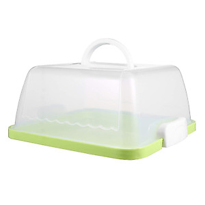 BESTOYARD Cake Carrier 10x5 Inch Cupcake Storage Container Green Square Macaron Box with Handle Portable Pie Saver Travel Platter for Bakers Chefs Caterers