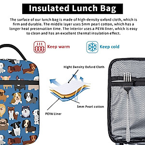 Gbuzozie Cute Puppy Dogs Animal Lunch Bag Insulated Portable Reusable Lunch Box With Zipper For Picnic Work Office Travel School