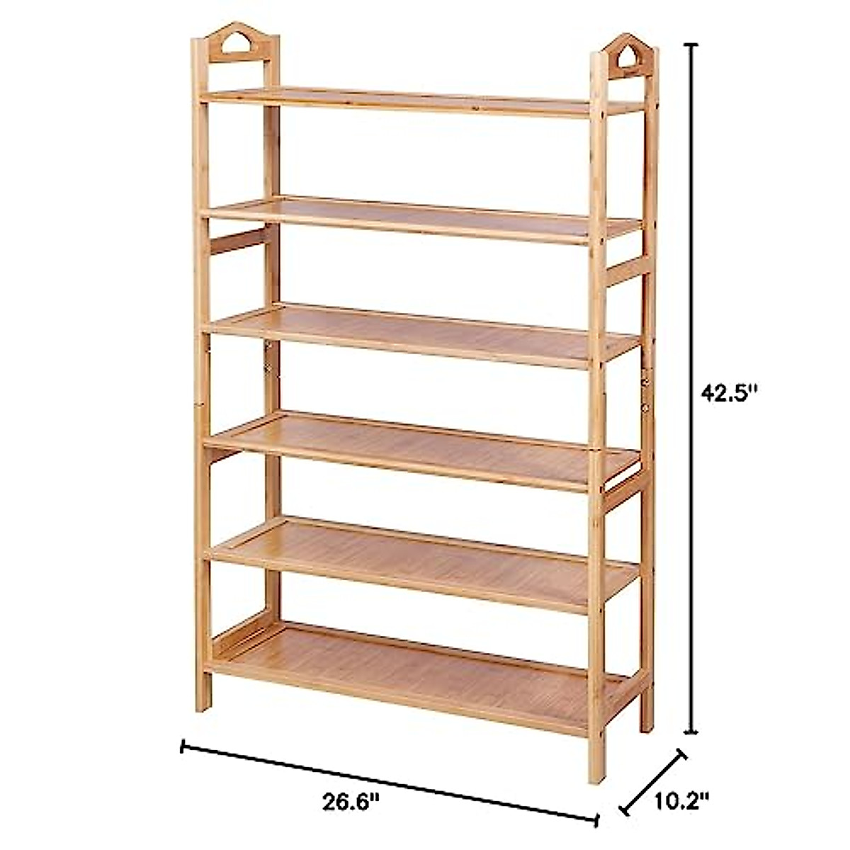 SONGMICS Bamboo Entryway Shoe Shelf Storage Organizer, Ideal for Hallway Bathroom Garden, 6-tier, Fresh Maple