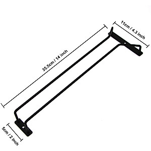 RedDreamer 14-Inch Black Wine Glass Rack, Under Cabinet Wine Glass Holder Stainless Steel Stemware Rack - Hanging Stemware Holder for Cabinet Kitchen Bar, Set of 2