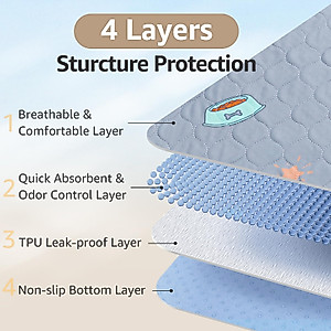 Dog Pee Pads Washable, 65"x48" Extra Large Absorbent Dog Playpen Mat Reusable Pee Pads for Indoors Dog Potty, Non-Slip Waterproof Pads for Bed, Floor, Incontinence, Dog Housebreaking Supplies