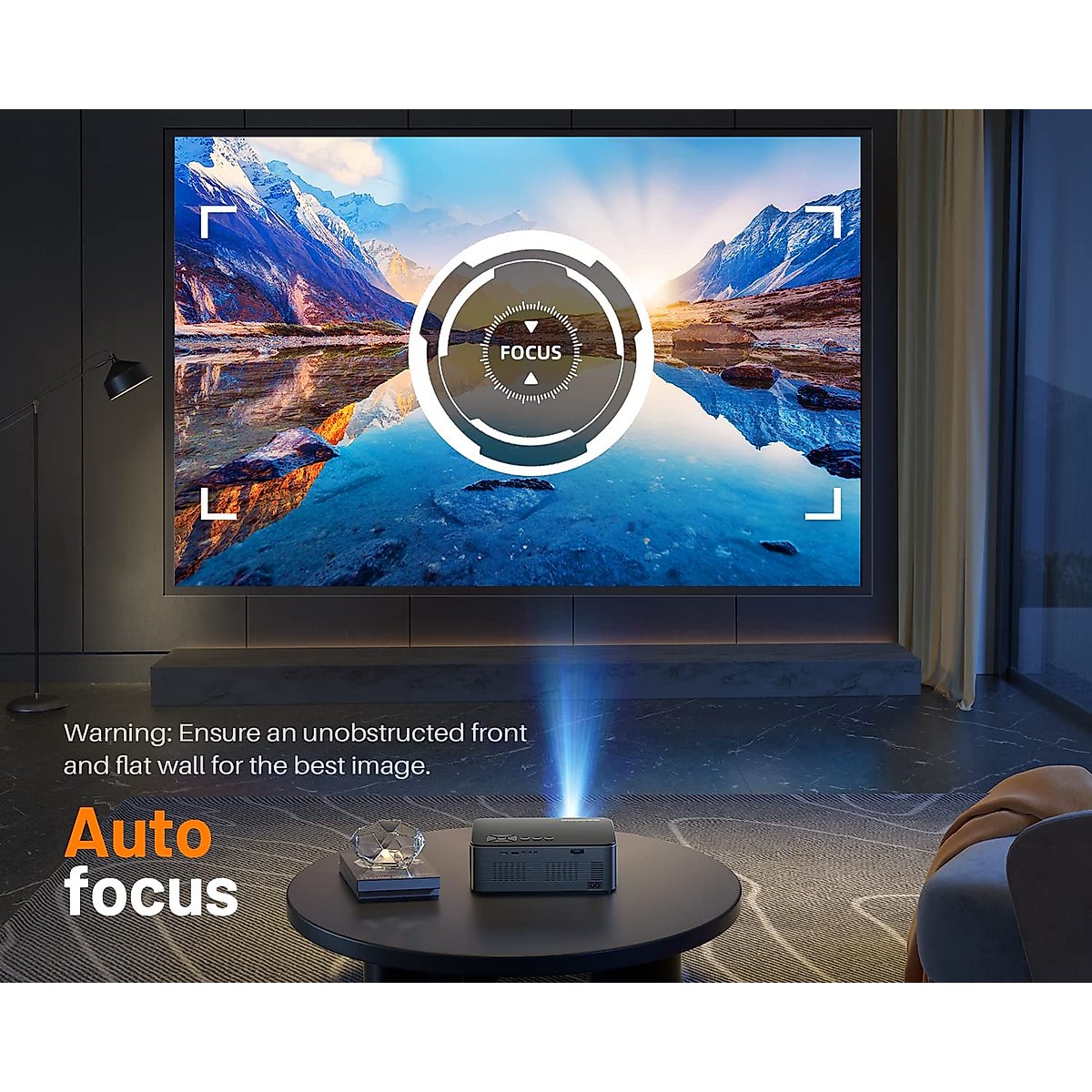 GooDee Projector 4K Support, Outdoor Projector with Wifi and Bluetooth, Android TV Projector 1080p with Auto Focus & Full-Sealed Optical Engine for Movie, Netflix/Prime Video Built-in, 8000+ Apps