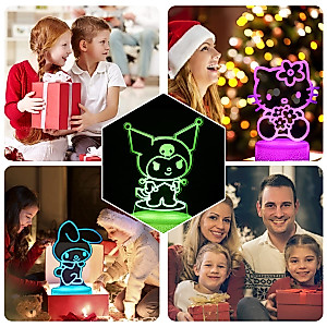 sunduck 3D Illusion Cat Night Light for Kids - 3 Patterns and 16 Colours Change with Remote Control Kitty Lamp Room Decor Birthdays Holidays Christmas Gifts for Kids and Girls