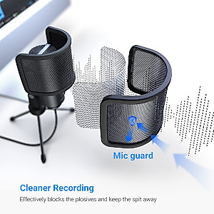 FIFINE USB Computer Microphone for Recording YouTube Video Voice Over Vocals for Mac & PC, Condenser Mic with Pop Filter (K669L+U1)
