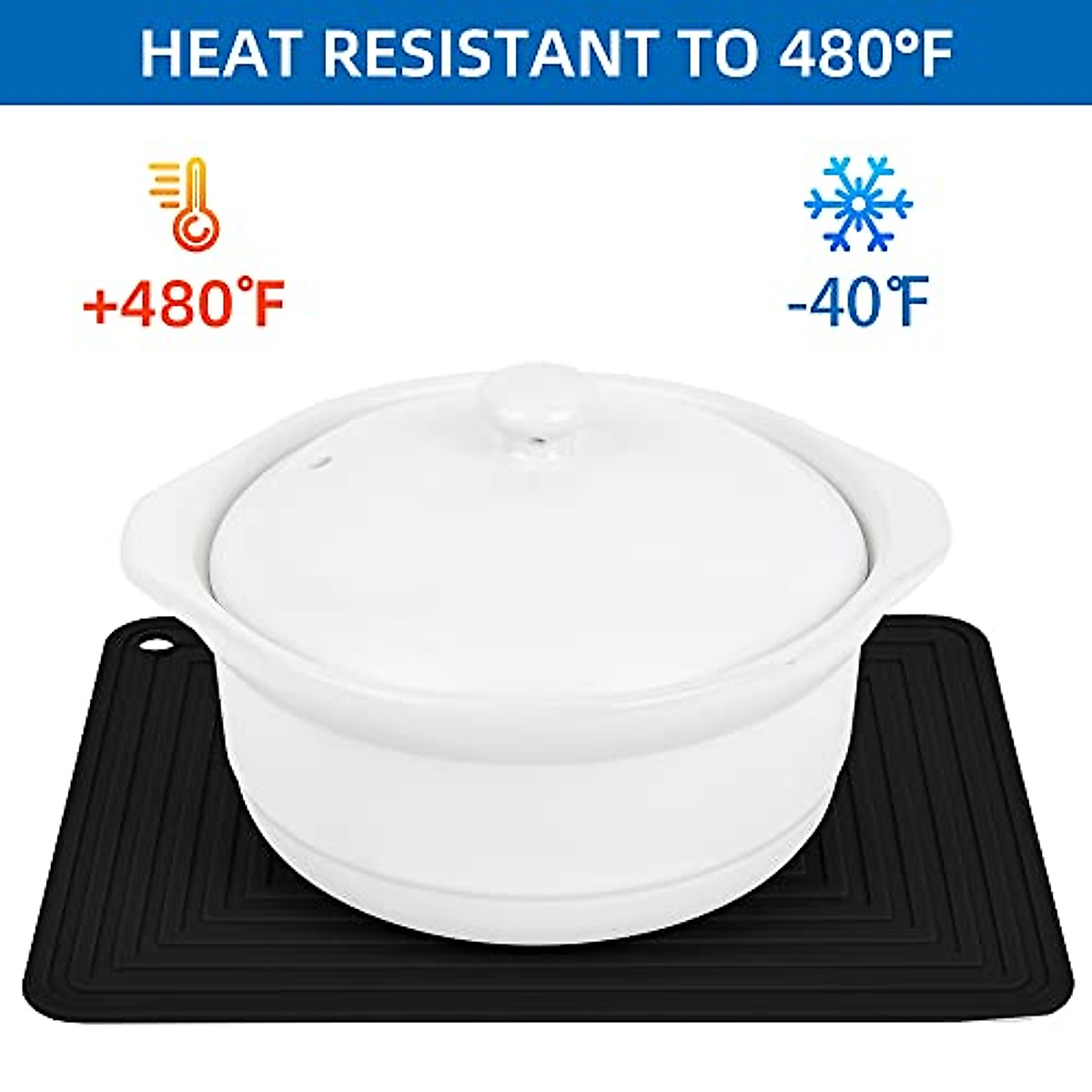 IFFMYJB Silicone Trivet Mats for Hot Pots & Pans Hot Dishes, Silicone Pot Holders, Hot Pads for Kitchen, Multipurpose Heat Resistant Mat for Silicone Hot Pads, Trivet Mat 2 Set Black