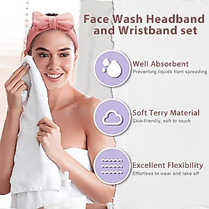 Crosize 7 Pack Headband and Wristband Set for Women - Spa Skin Care Terry Cloth Headbands and Towels for Makeup, Facial Care