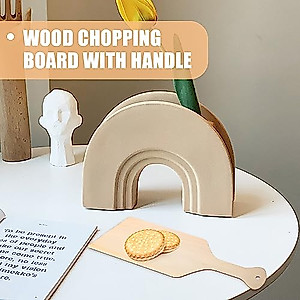 UPKOCH 6pcs Mini Wooden Cutting Board with Handle Paddle Chopping Board DIY Blank Boards Unfinished Craft Cooking Butcher Block for Kitchen Home Decor