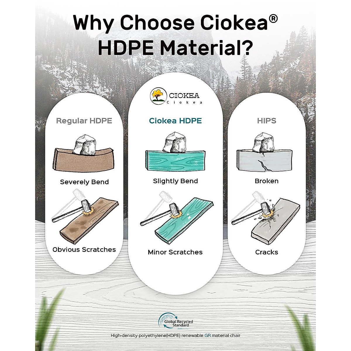 Ciokea Chaise Lounge Chair Outdoor with Wood Texture, Adjustable 5-Position Chaise Lounge Outdoor, Patio Lounge Chair for Poolside Backyard, Azure Blue