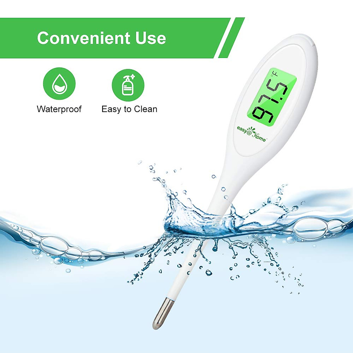 8 Sec Fast Reading Easy@Home Digital Oral Thermometer for Adult, Kid and Baby, Oral, Rectal and Underarm Temperature Measurement for Fever with Two-Color LCD Display Backlit and Alarm EMT-A12