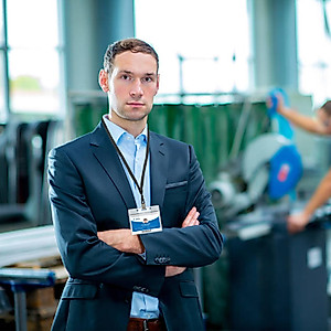 50 Packs Horizontal ID Badge Holder, Clear ID Card Holders for Badges and Name Badge Holders, Waterproof Plastic ID Badge Holder Horizontal for Teacher, Student, Nurse, Worker, Employee, Volunteer