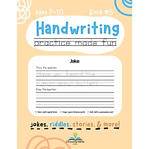 Handwriting Practice Made Fun: Jokes, Riddles, Stories, and More! Penmanship and Writing Workbook with Sentences for 2nd, 3rd, 4th Grade