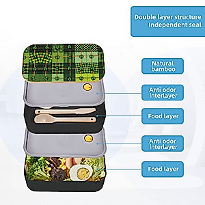 KOOLR Patchwork Print Bento Box Adult Lunch Box With 2 Compartments Stackable For Work Picnic Leak Proof Bento Box