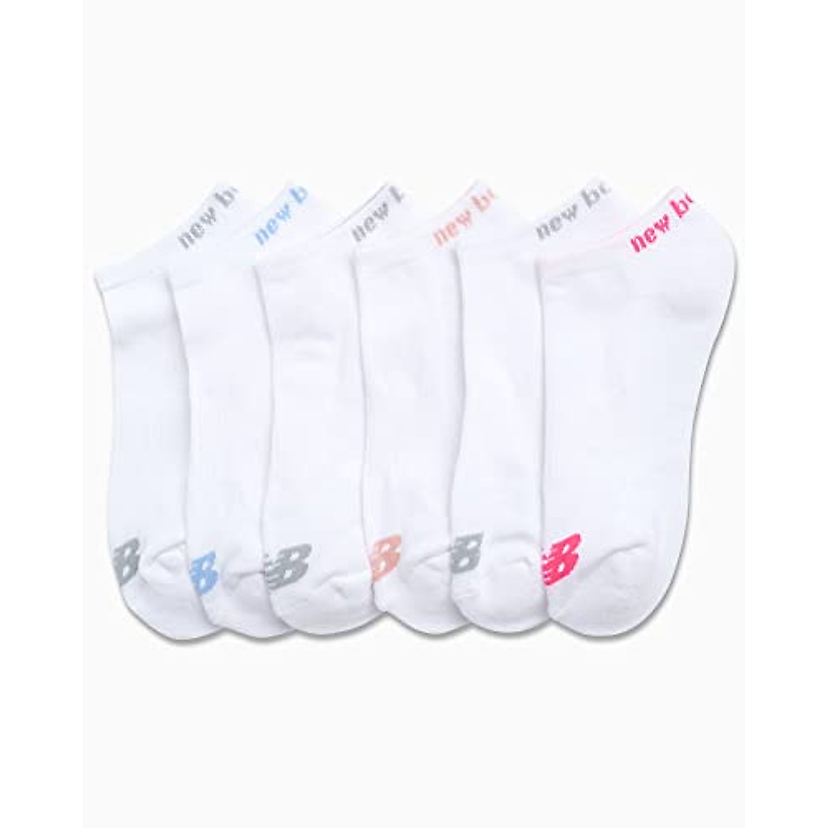 New Balance Women's Athletic Socks - Cushion Low Cut Ankle Socks (6 Pack), Size 4-10, White Assorted