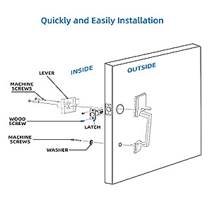 Front Entry Handle, Single Cylinder Lower Handleset Door Lever Satin Nickel Silver for Exterior/Interior Compatible With Left and Right Side Door