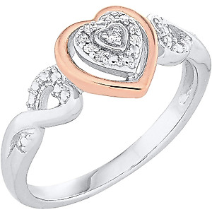 14K Rose Gold Plated .925 Sterling Silver Diamond Accented Three Heart Infinity Promise Ring (I-J Color, I2-I3 Clarity) - Size 5