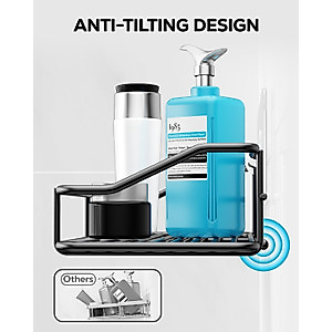 Nieifi Shower Caddy Shelf with Hooks Storage Rack Organizer Adhesive Stainless Steel Without Drilling for Bathroom, Lavatory, Washroom, Restroom, Shower, Toilet, Kitchen - 2 Pack (Black)