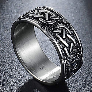 Jude Jewelers 9mm Vintage Stainless Steel Celtic Knot Ring Biker Cocktail Party (Grey, 13)