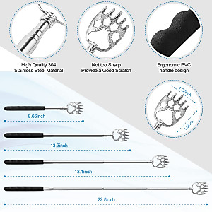 Yeipis 3 Pack Different Back Scratcher Metal Portable Telescoping with Rubber Handles, Extendable Back Massager Tool with Beautiful Box, Stocking Stuffers for Men Women Kids Adults (Black)