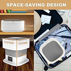 SWOJG Mini Portable Washing Machine with Spin Dry, 11L Small Lavadora Portatil, 3 Modes Compact Washer Deep Cleaning for Baby Clothes, Underwear, Socks, Apartment, Dorm, RV Camping Travel Laundry