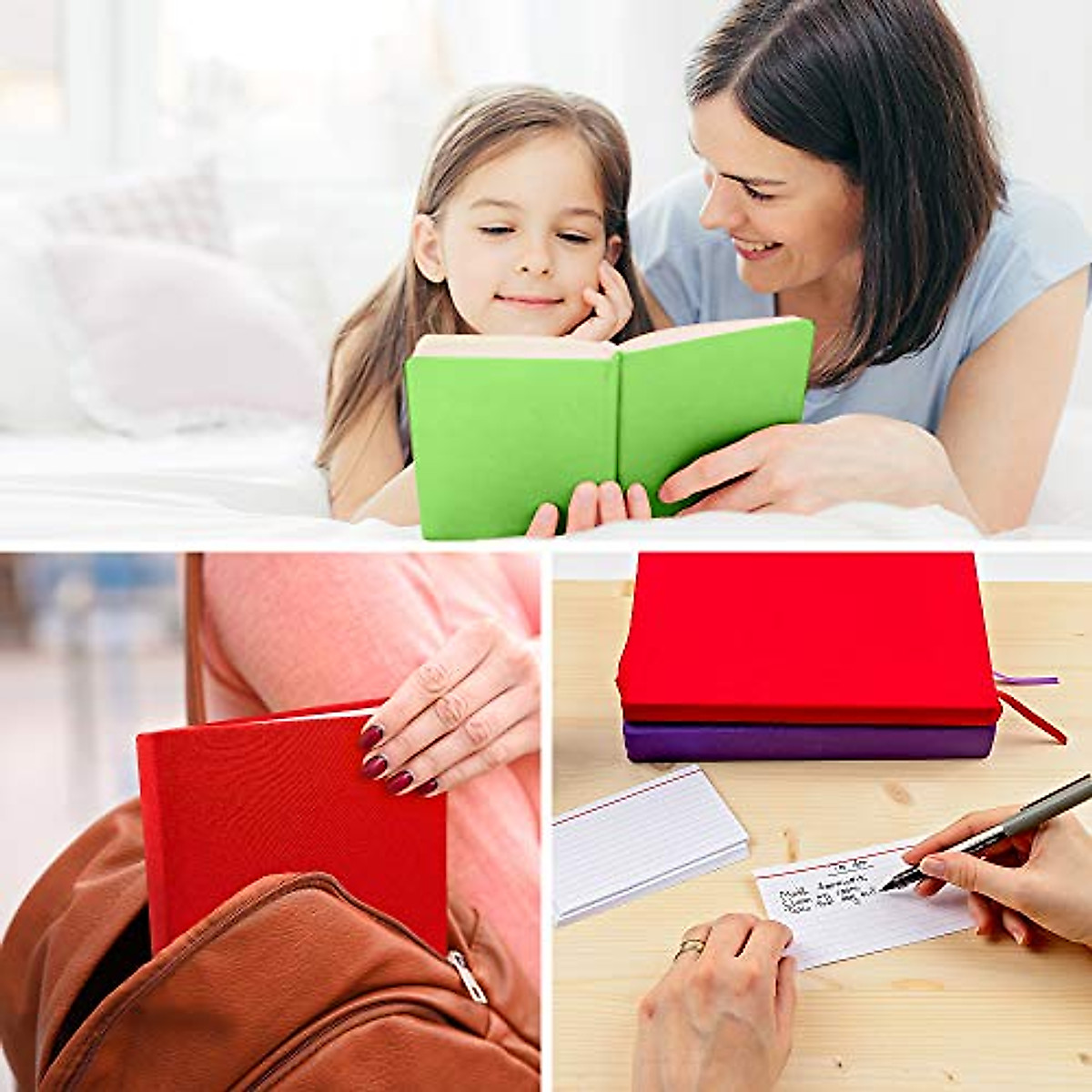 Stretchable Book Covers for Hardcover Books up to 9 x 11 Inches, Ruled Lined Index Card Included, Easy to Put on Stretch Fabric Covers Dustproof Waterproof Windproof,6 Pack