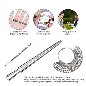 Meowoo Ring Sizer Measuring Tool Set, Ring Gauges with Finger Sizer Mandrel Ring Sizer Tools for Jewelry Sizing Measuring
