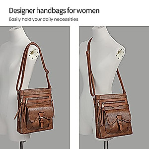 OUKUPA Crossbody Bag For Women Shoulder Handbag Messenger Bag Satchel Long Over Strap Tassel Zip Multiple Pockets Lightweight