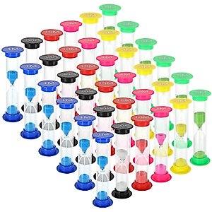 36 Pcs Sand Timer for Kids Set, Plastic Hourglass Sandglass Sand Clock Timers Set 30s / 1min / 2mins / 3mins / 5mins / 10mins for Classroom, Kitchen, Games, Office, Home