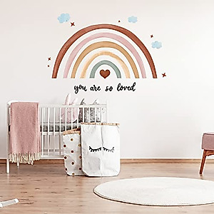 Rainbows Wall Decal, Boho Rainbow Stickers Large Rainbow Wall Decor Peel and Stick Wallpaper for Girl Bedroom Baby Shower Nursery Kid Playroom Classroom Decor You are So Loved 30 x 14 inches (Boho)
