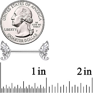 Body Candy 14G Womens Nipplerings Piercing 9/16" 316L Steel 2Pc Leaf Woods Fairy Nipple Ring Set 14mm