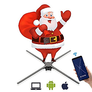 17.7 inch HD 3D Hologram Fan Projector Halloween Display 65s WiFi Bluetooth Can Be Found Projector Lamp 1400P Hi-Resolution Holographic Projector Fan is Best for Business,Store,Shop,Bar(17.7 inch HD)