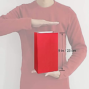 KEYYOOMY 50 CT Red Paper Party Favor Bags Biodegradable Kraft Paper Bags Paper Lunch Bags