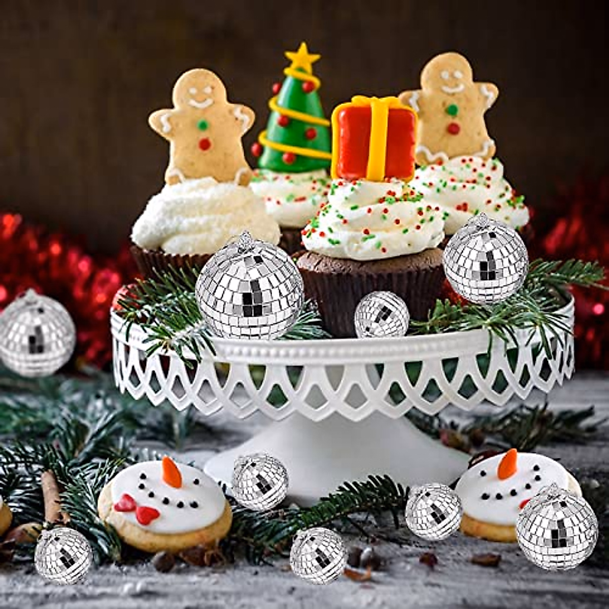 Mirror Disco Balls Set - Mini Disco Party Decoration Hanging Mirror Ball Silver Disco Balls Ornaments Reflective Design Suitable for Christmas Tree,Party,Wedding Decoration (6PCS)