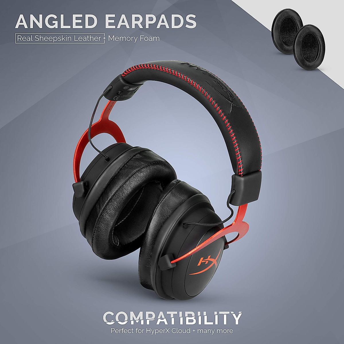 Brainwavz Sheepskin Leather Angled Memory Foam Earpad - Suitable for Large Over The Ear Headphones - AKG, HifiMan, ATH, Philips, Fostex