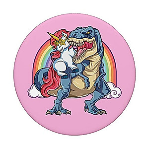 Unicorn Dinosaur T rex Funny Squad Girls Women Rainbow Gift PopSockets PopGrip: Swappable Grip for Phones & Tablets