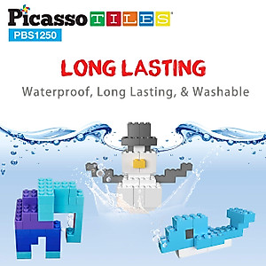 PicassoTiles 1250 PCs Educational Building Block Tiles Set Creative Shapes to Enhance Imaginative Play Unique Set to Characters and Numbers Learning STEM Toys Washable for Learning Education Ages 3+
