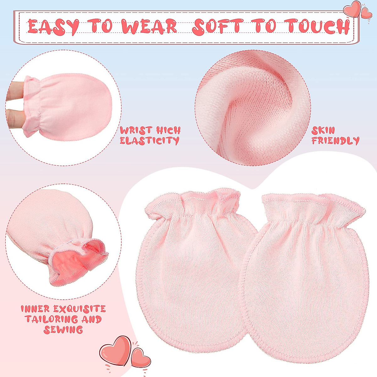 20 Pairs Newborn Baby Boys Girls Mittens 0-6 Months Infant Toddler Mittens No Scratch Solid Color Gloves (Bright Color)