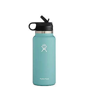 Hydro Flask Wide Mouth Straw Lid - Stainless Steel Reusable Water Bottle - Vacuum Insulated, Dishwasher Safe, BPA-Free, Non-Toxic