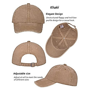 AOSMI 3 Pack Vintage Cotton Washed Plain Baseball Caps Dad Hats Adjustable Men Women Unstructured Low Profile Blank Summer Soft Distressed Ball Caps Outdoor Workout Black Khaki Red-Wine