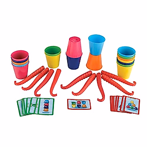 Stacktopus Kids' Game -- Use Silly Sea Fingers to Stack Cups -- Ages 5+
