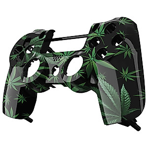 eXtremeRate Green Weeds Patterned Custom Faceplate Cover, Replacement Front Housing Shell Case Compatible with ps4 Slim Pro Controller JDM-040/050/055 - Controller NOT Included