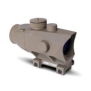 Monstrum P332 Raven 3X Prism Scope | Flat Dark Earth | 5 Slot Adjustable Height Riser Mount | Bundle…