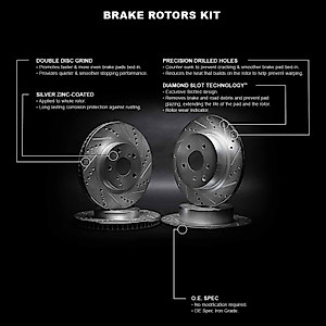 R1 Concepts Front Rear Brake Rotor Kit |Brake Rotors| Brake Disc |Drilled and Slotted|fits 2013-2022 INFINITI JX35, Q50, Q60, QX60; Nissan Murano, Pathfinder