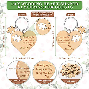 Ecation Wedding Favors for Guests Wood Heart Puzzle Keychains Thank You Cards Gift Bag Bridal Shower Souvenir Gifts(100 Sets)