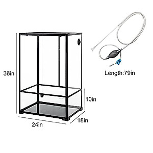 REPTI ZOO 67 Gallon Glass Terrarium Tank,Knock-Down Paludarium Large Terrarium 24"x18"x 36”,Bio Deep Base 10”, Double Hinge Door, Siphon Gravel Cleaner Set Included