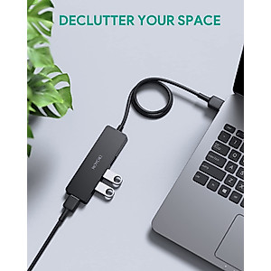 4 Port USB Hub 3.0, HOYOKI USB Splitter for Laptop,Ultra Slim Data USB Hub with 3.3ft Extended Cable, USB Hub Compatible with MacOS/Windows Laptop, PC, PS4, Flash Drive, Mouse, Keyboard, Printer, HDD